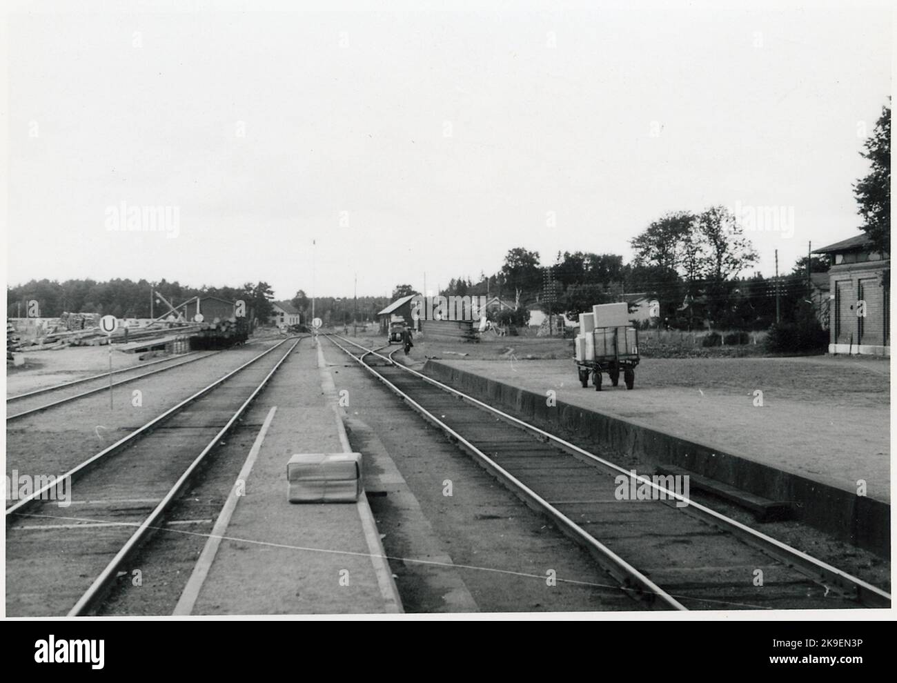 The yard at Fristad station, in the direction of Herrljunga Stock Photo ...