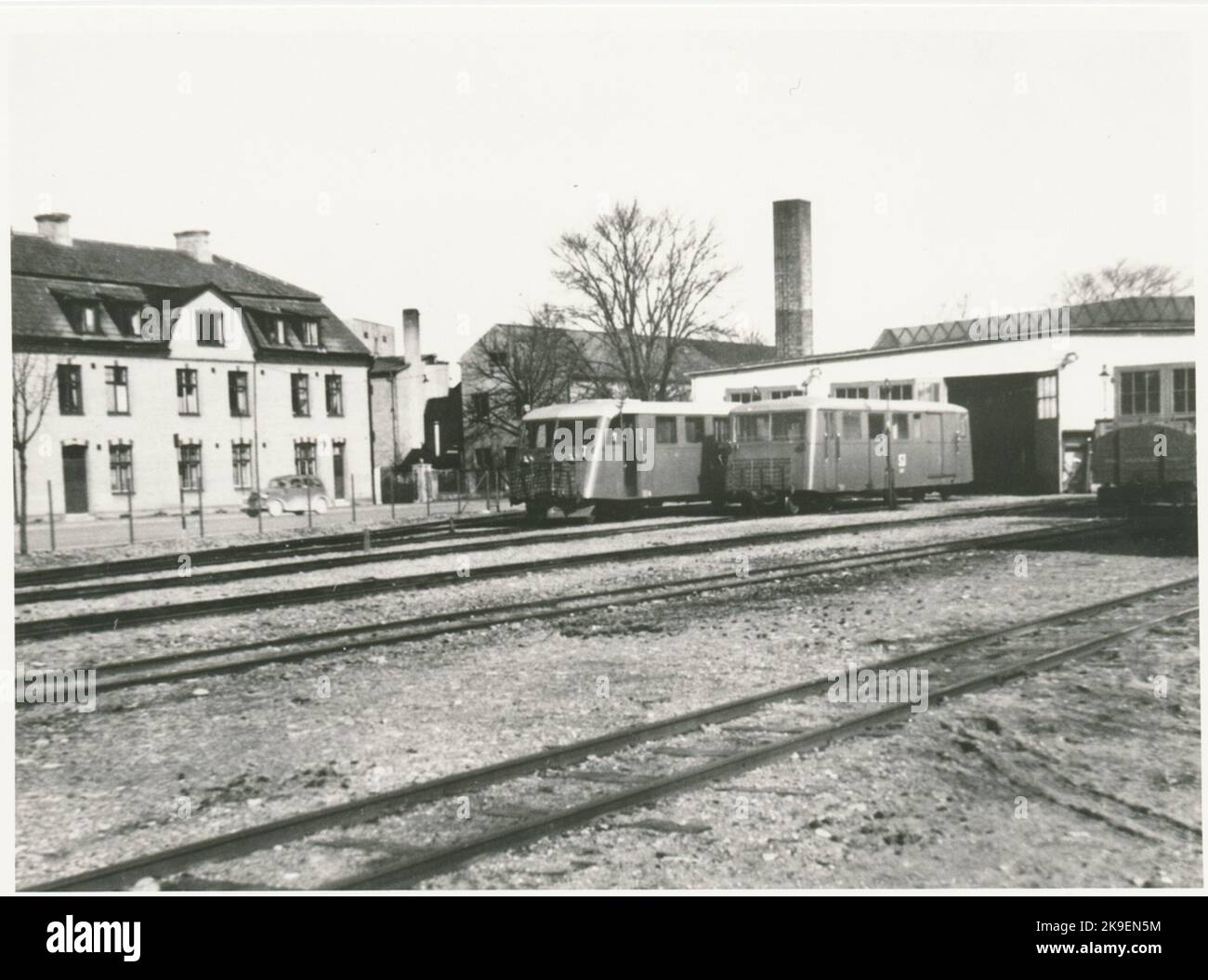 Rail buses outside the garage. Visby station opened open in 1878 by ...