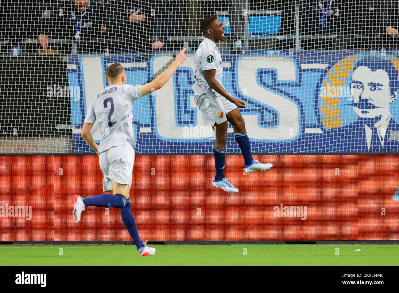 Molde 20221027.Djurgaarden cheers after Joel Asoro scores during the ...