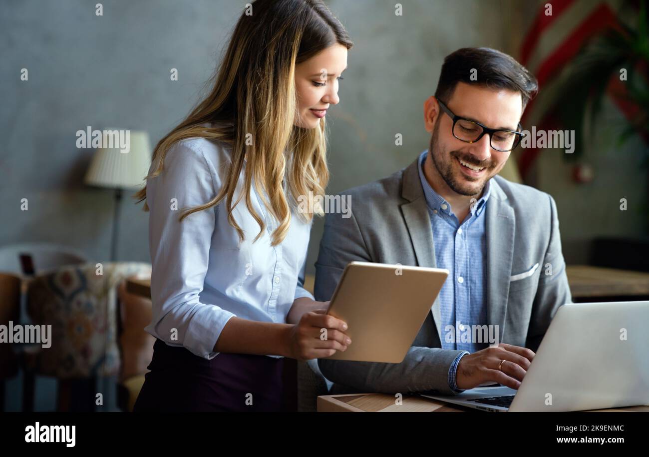 Business people work technology tablet online corporate teamwork ...