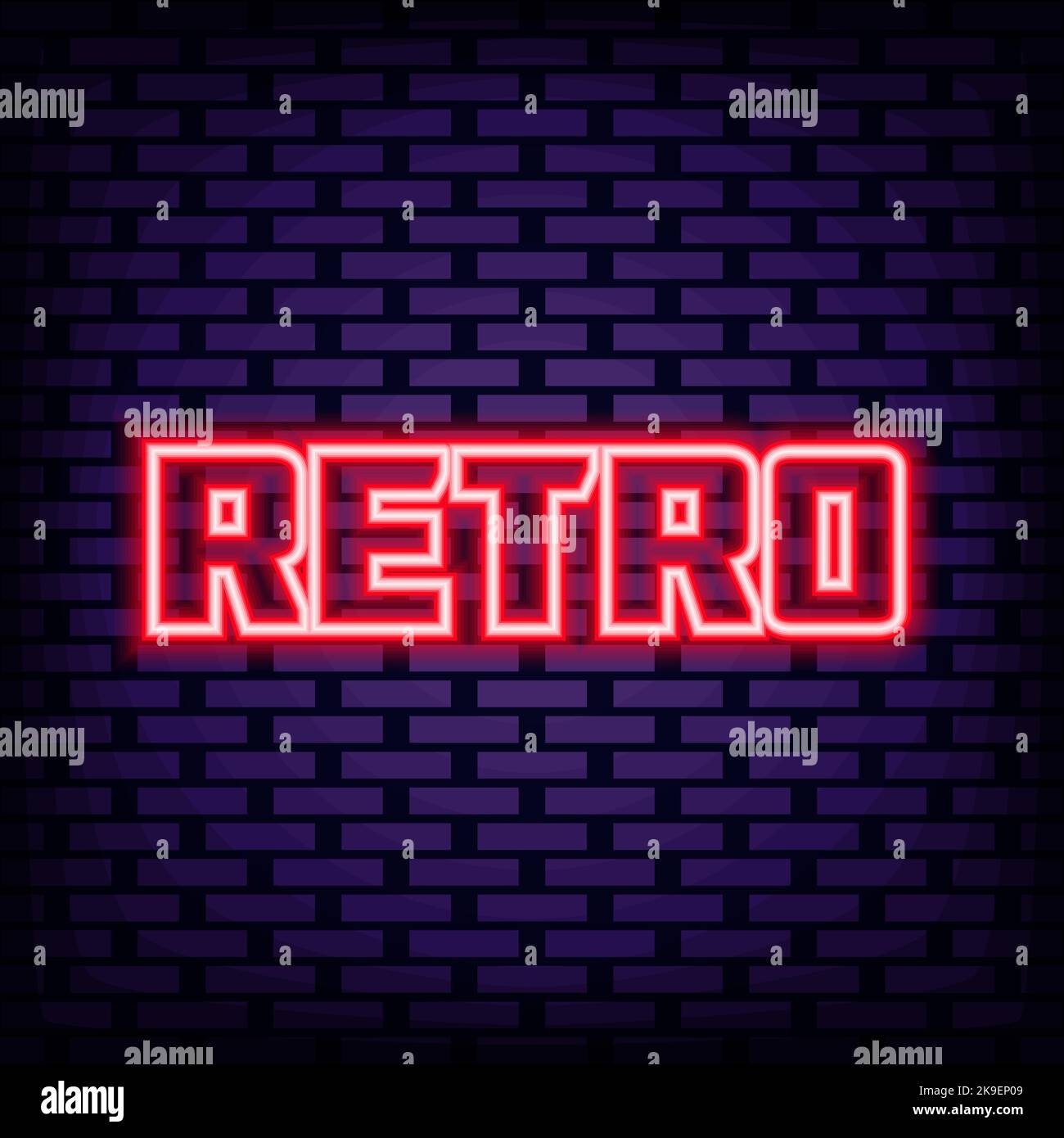 Retro Neon signboards. On brick wall background. Announcement neon ...