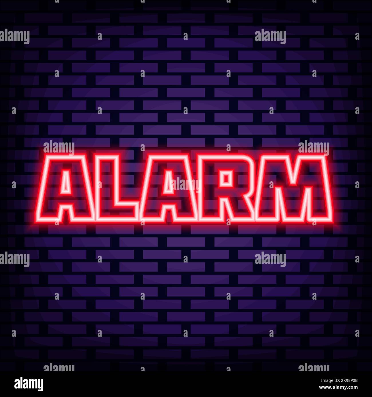 Alarm Badge in neon style. Glowing with colorful neon light ...