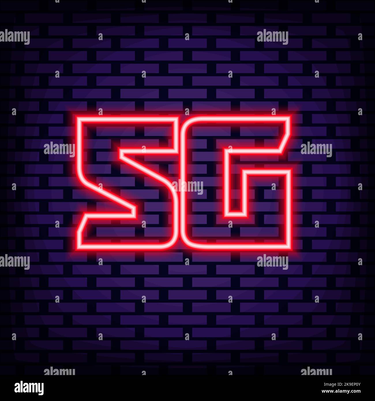 5g mobile internet Badge in neon style. On brick wall background ...