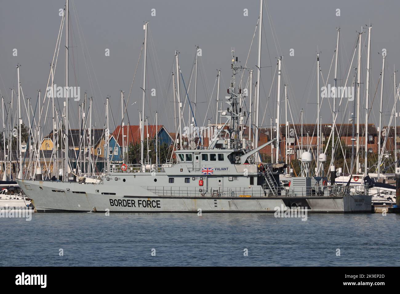 The UK Border Force cutter HMC VALIANT moored at Haslar Marina, Gosport ...