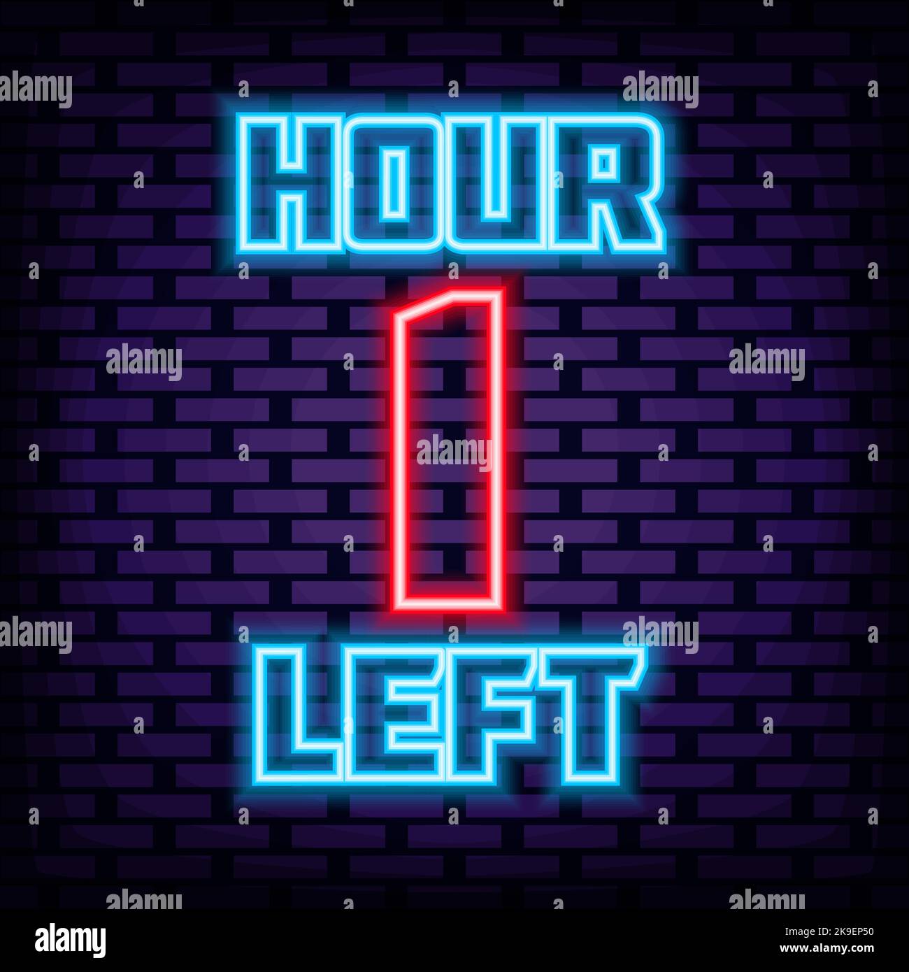 1 hour left Neon sign. On brick wall background. Neon text Stock Vector ...