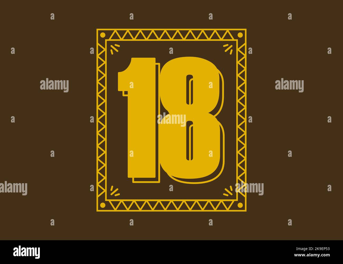 Number 18 in retro rectangle frame design Stock Vector Image & Art - Alamy