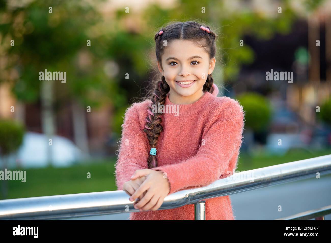 Happy teenage girl in trendy fashion style. Teenage fashion model ...