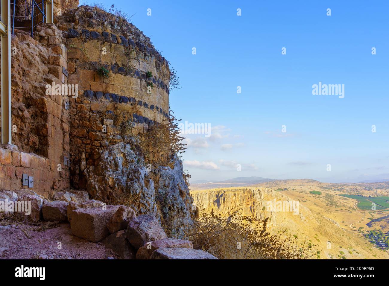 View of remains of an Ottoman Fortress on a cliff, and Mount Nitai, in ...