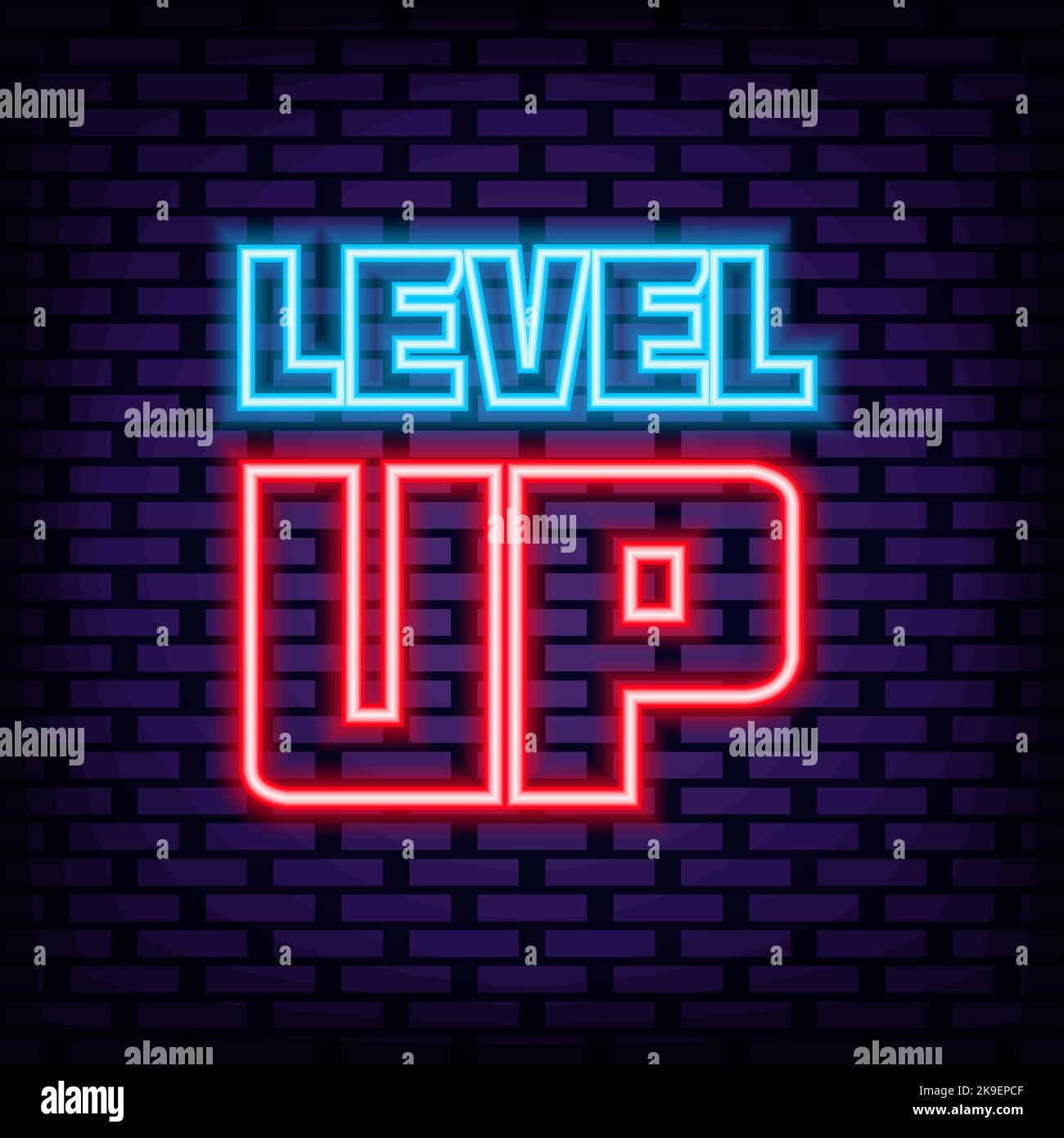 Level Up Neon sign. Bright signboard. Neon text Stock Vector Image ...