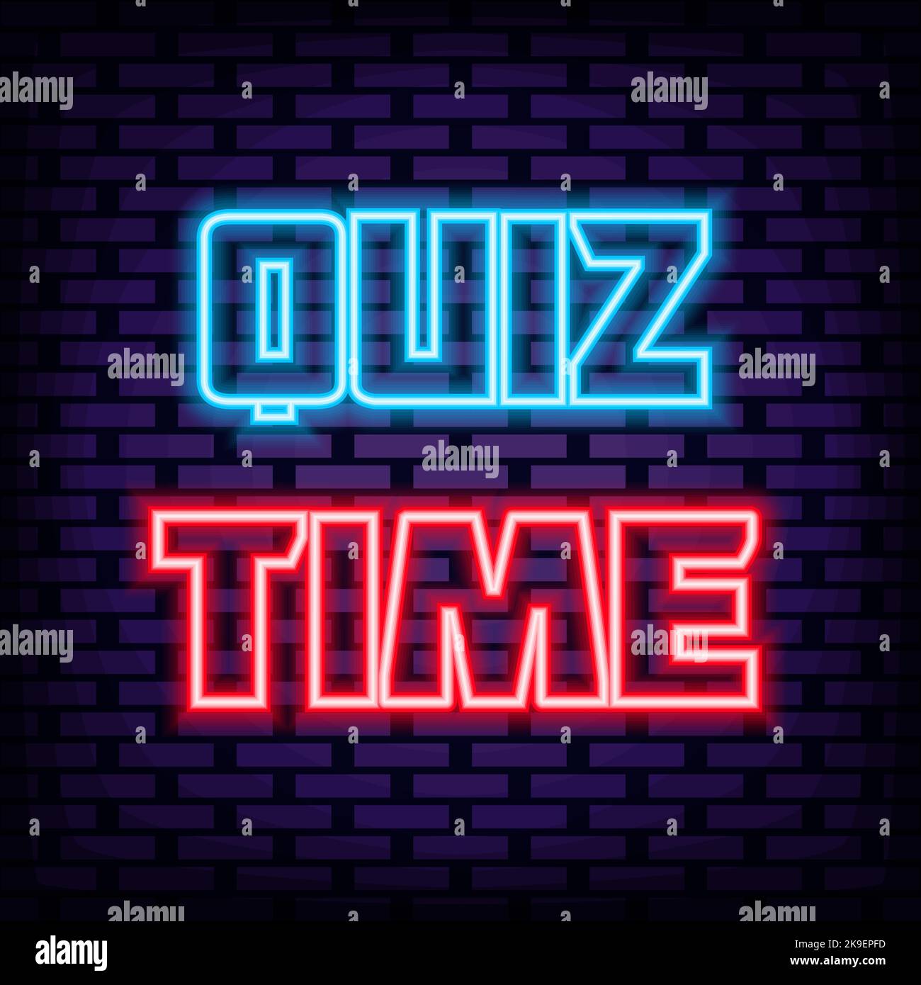 Quiz Time Badge in neon style. Neon script. Night advensing Stock ...