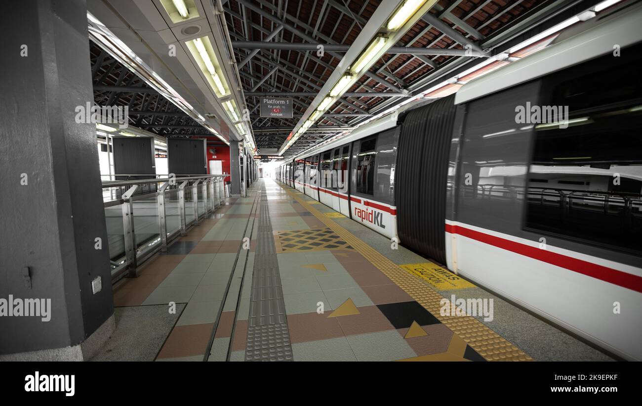 Kuala Lumpur, Malaysia - August 21, 2022: At the platform of KL Central ...