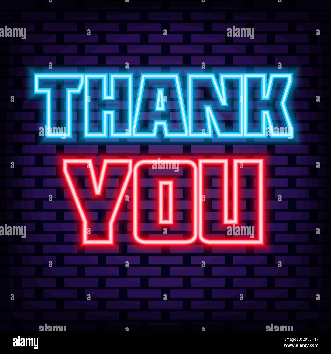 Thank You Badge in neon style. Glowing with colorful neon light. Neon ...