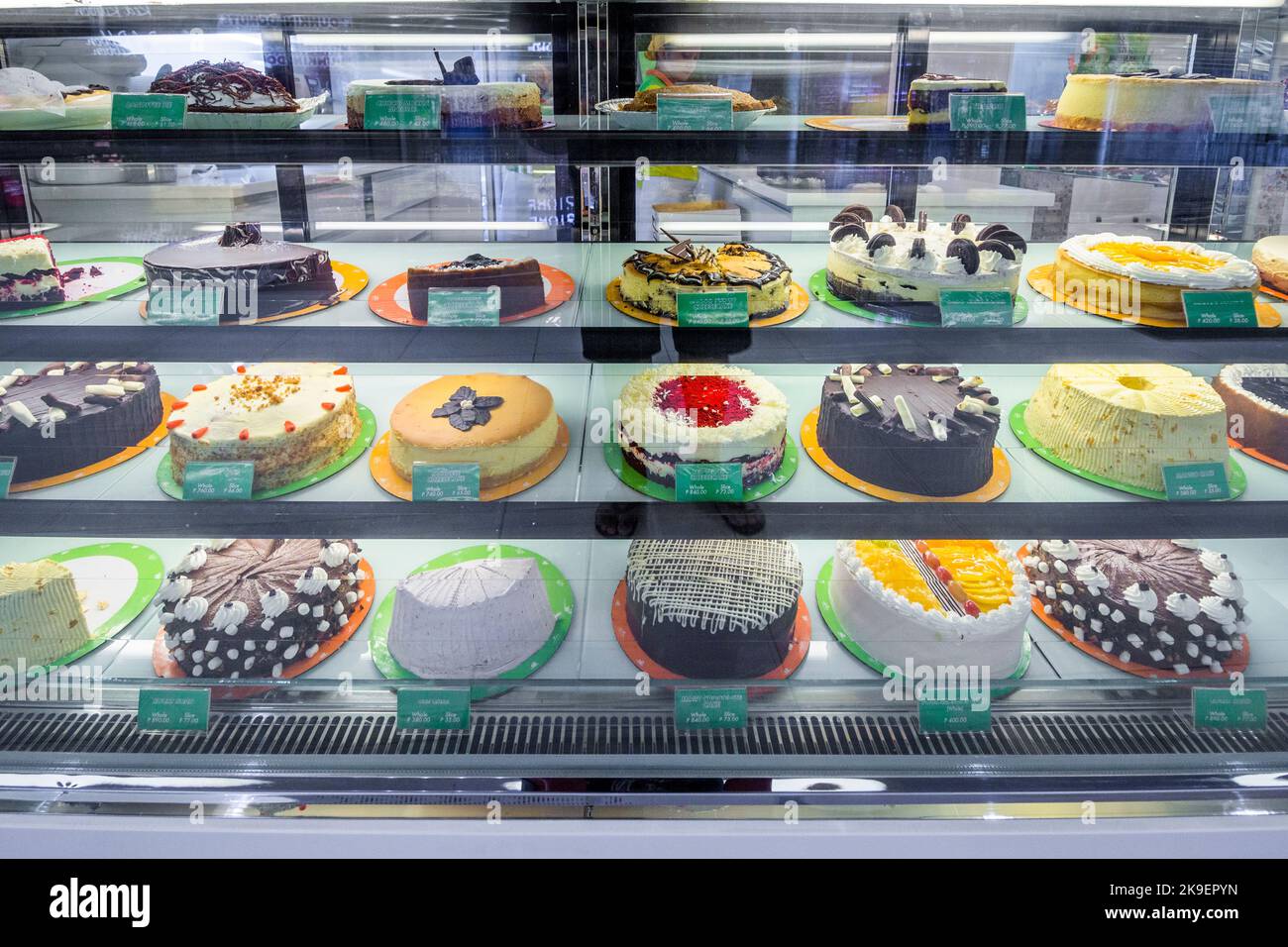Assorted cake display at a local cake shop in Cebu City, Philippines ...