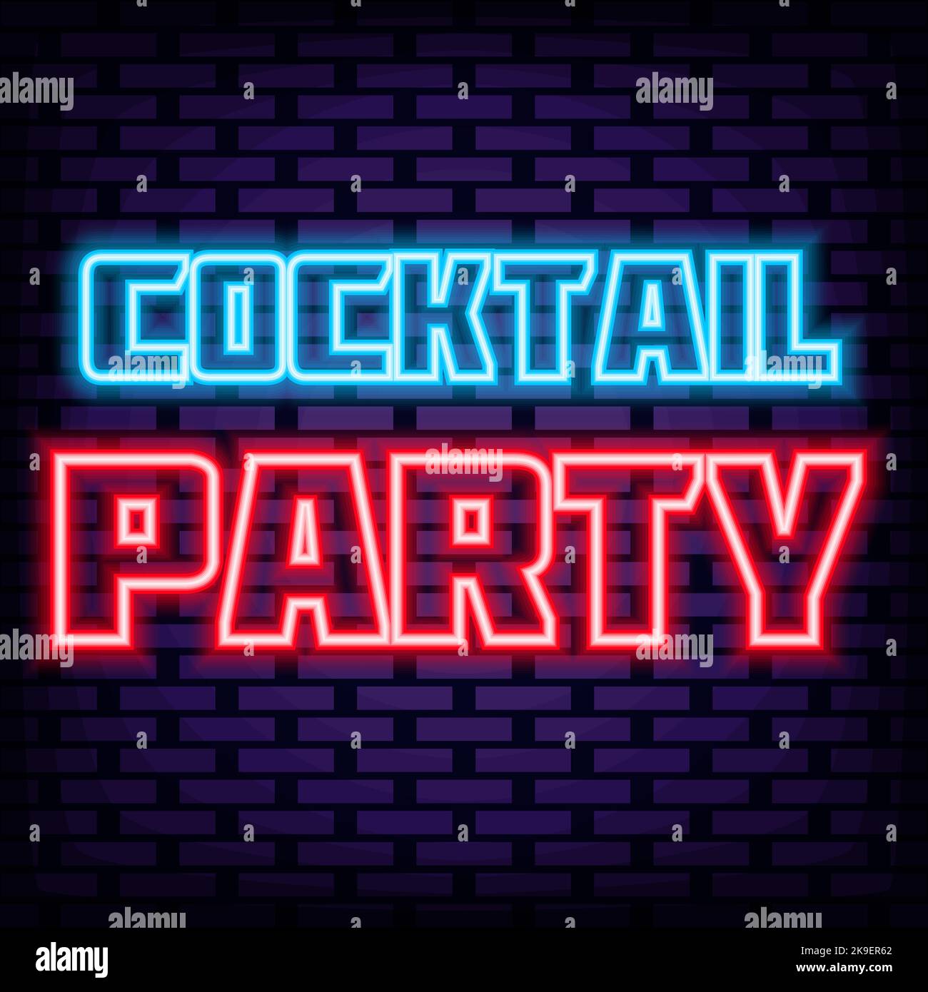 Cocktail Party Neon Sign Vector. Neon script. Night advensing Stock ...