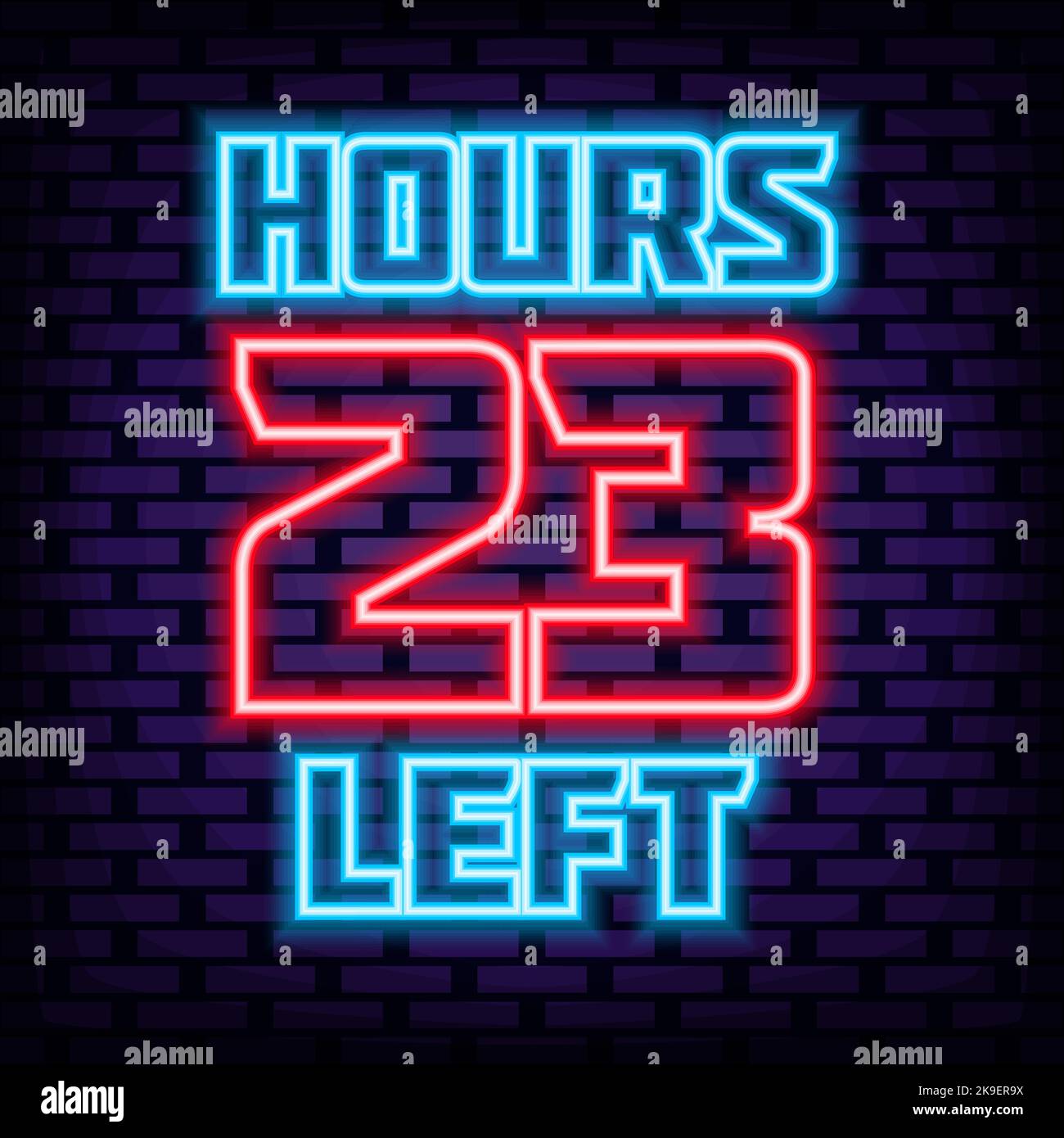 23 hours left Neon sign. Glowing with colorful neon light. Light banner Stock Vector Image & Art ...