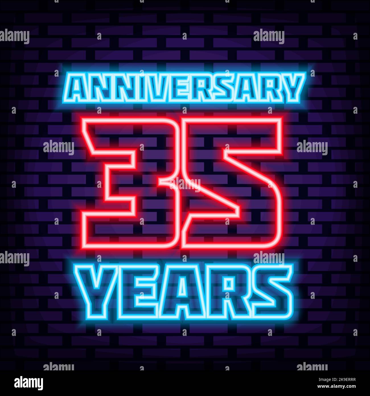 Anniversary 35 years Badge in neon style. Bright signboard ...