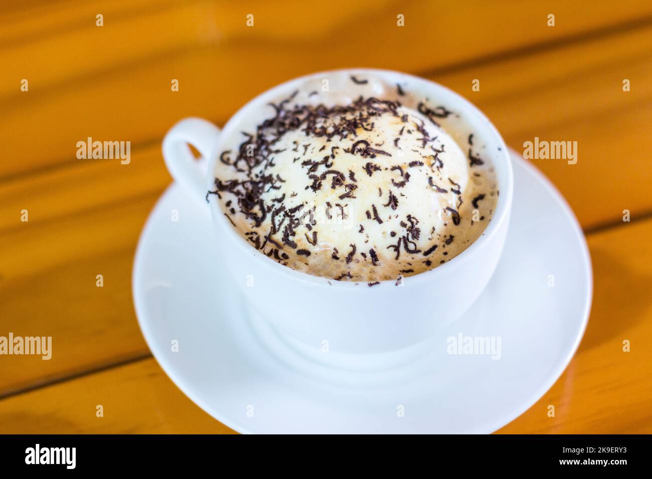 Coffee toped with cream and chocolate shavings at a cafe in Ozamiz City ...
