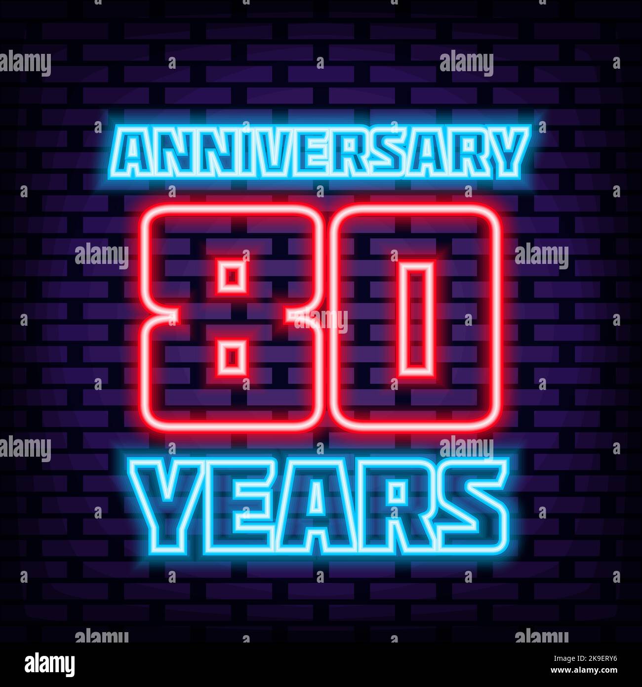 Anniversary 75 years Neon sign. Glowing with colorful neon light. Light ...