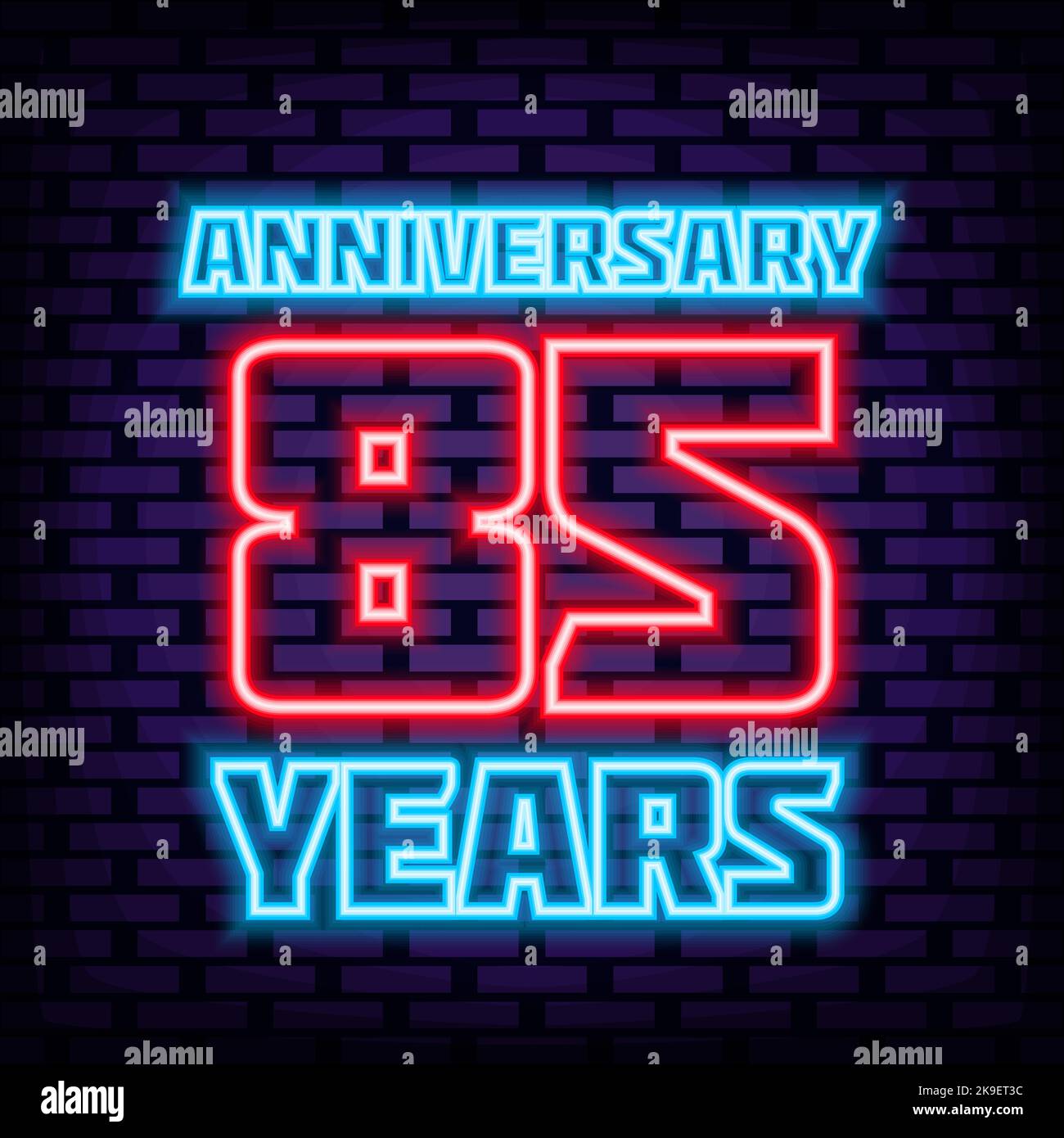 Anniversary 85 years Neon Sign Vector. Bright signboard. Neon text ...
