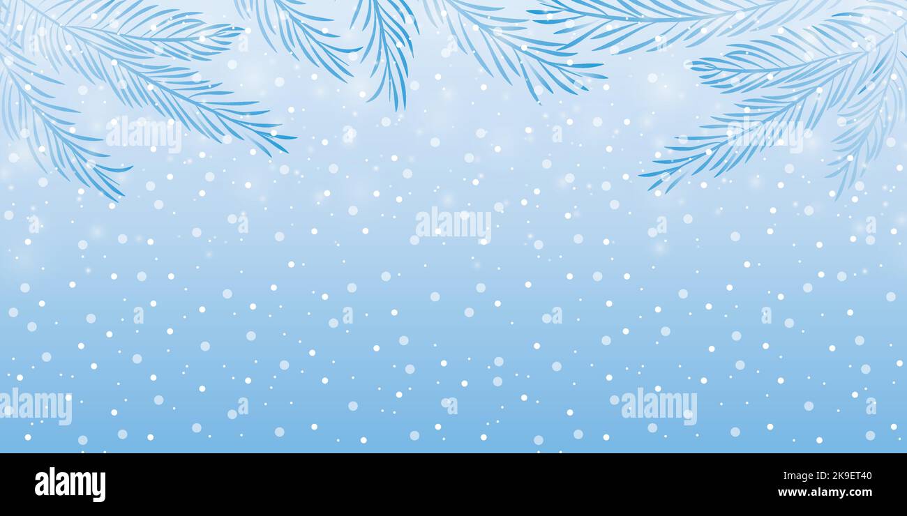 christmas winter background landscape fir branches border with snowfall ...