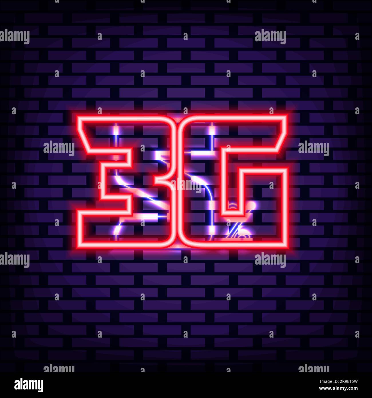 3g mobile internet Badge in neon style. Bright signboard. Light banner ...