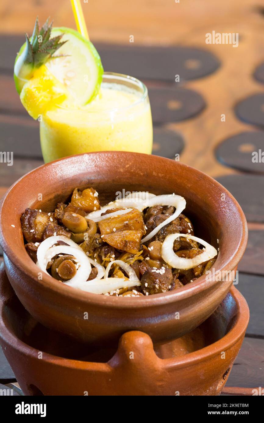 Filipino beef steak served in a clay pot at a local restaurant in ...