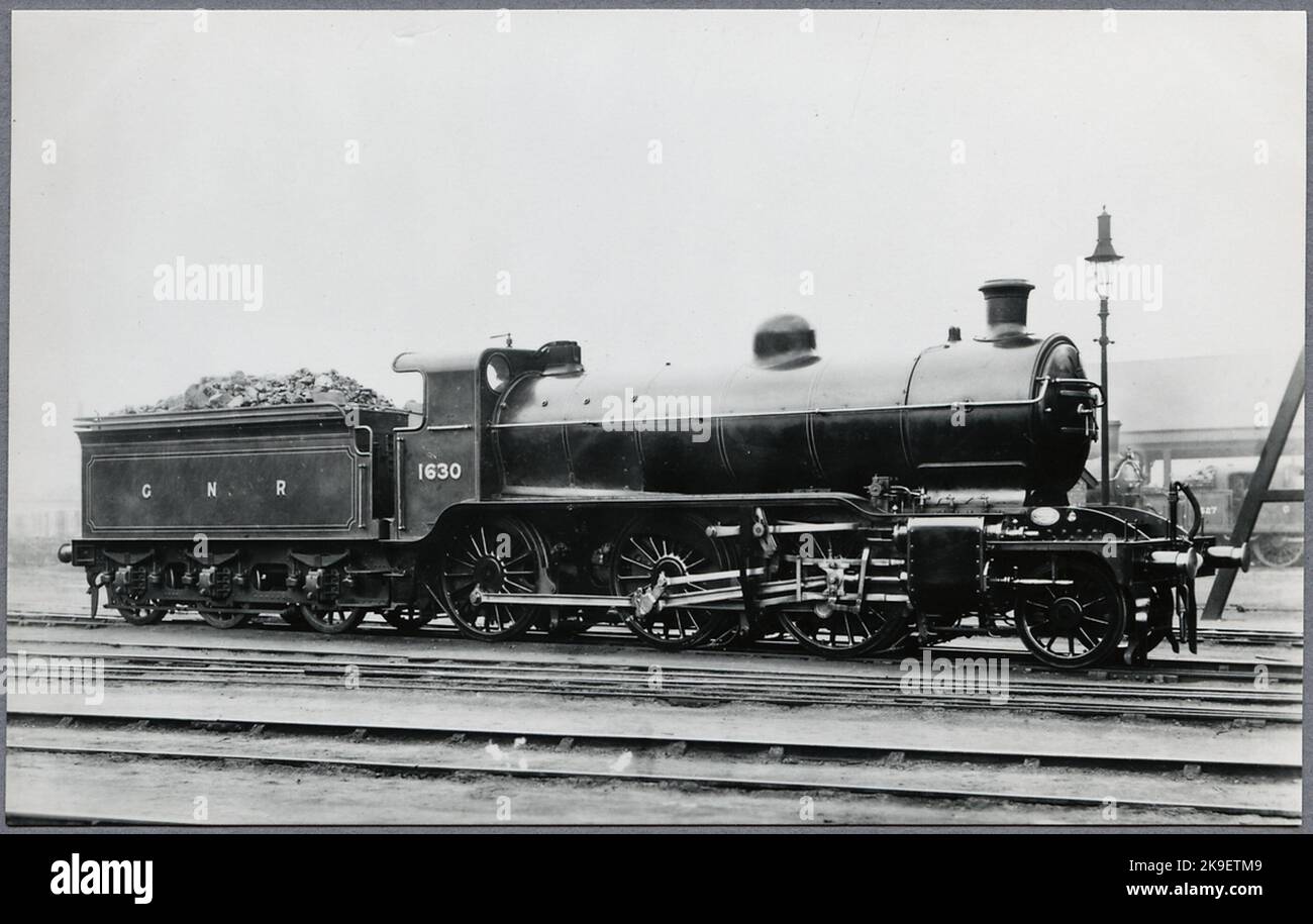 Steam locomotive at Bangård. Great Northern Railway, G.N.R. LOK 1630 ...