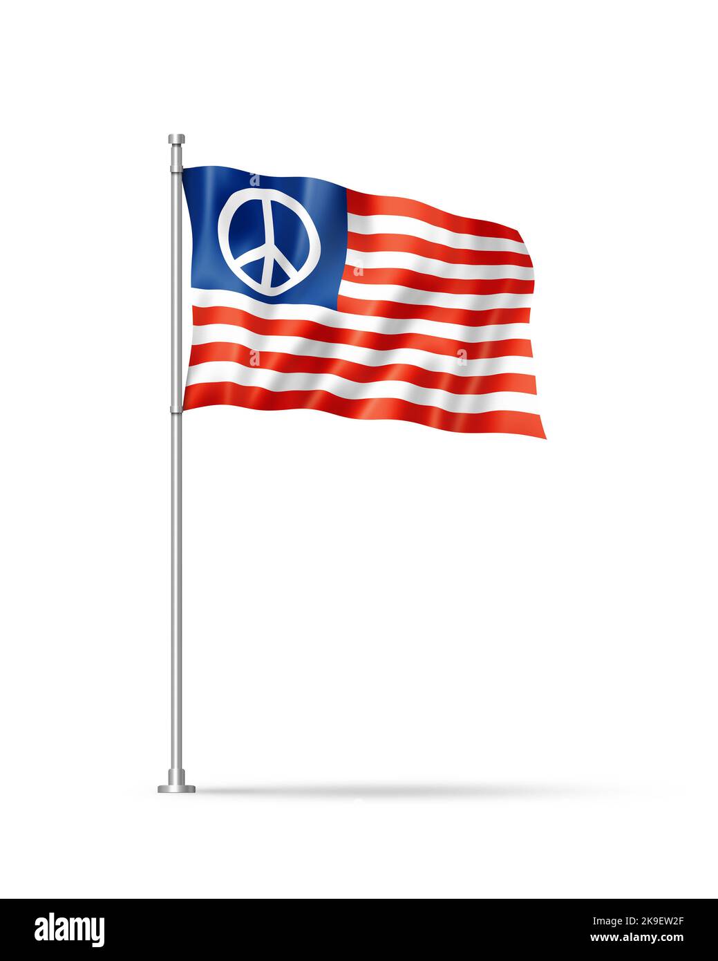 USA flag with peace sign, 3D illustration, isolated on white Stock ...