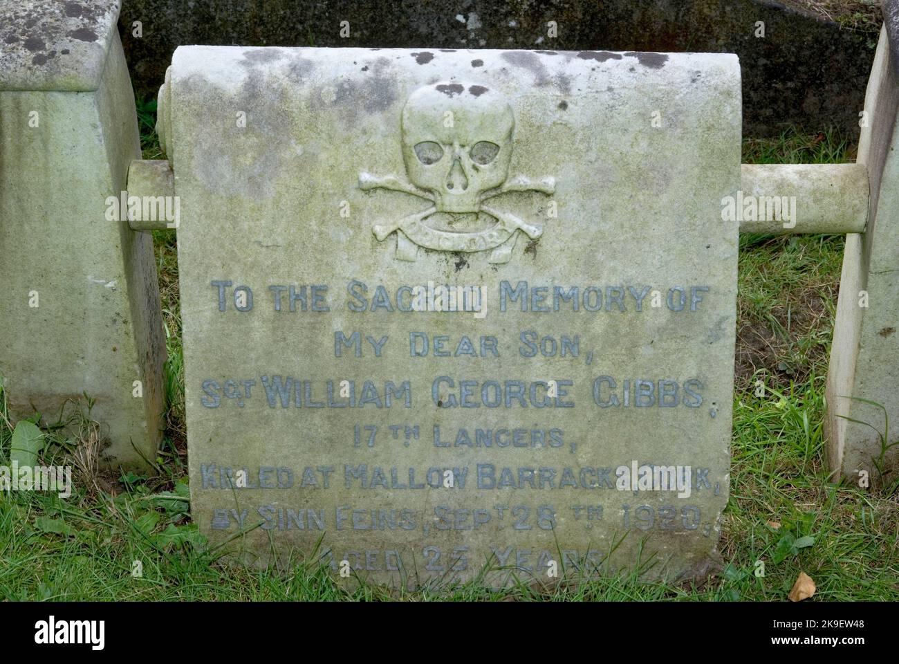 Grave of Sergeant William George Gibbs. Died in a IRA raid on Mallow ...