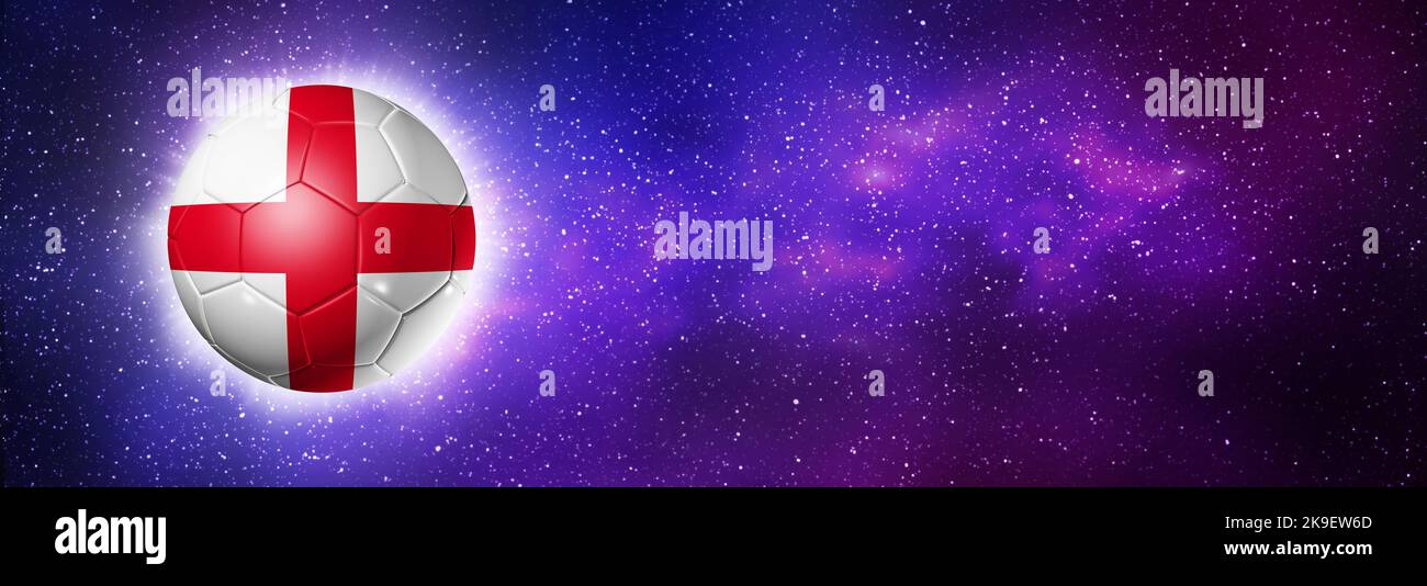 3D soccer ball with England team flag, football 2022. Space background ...