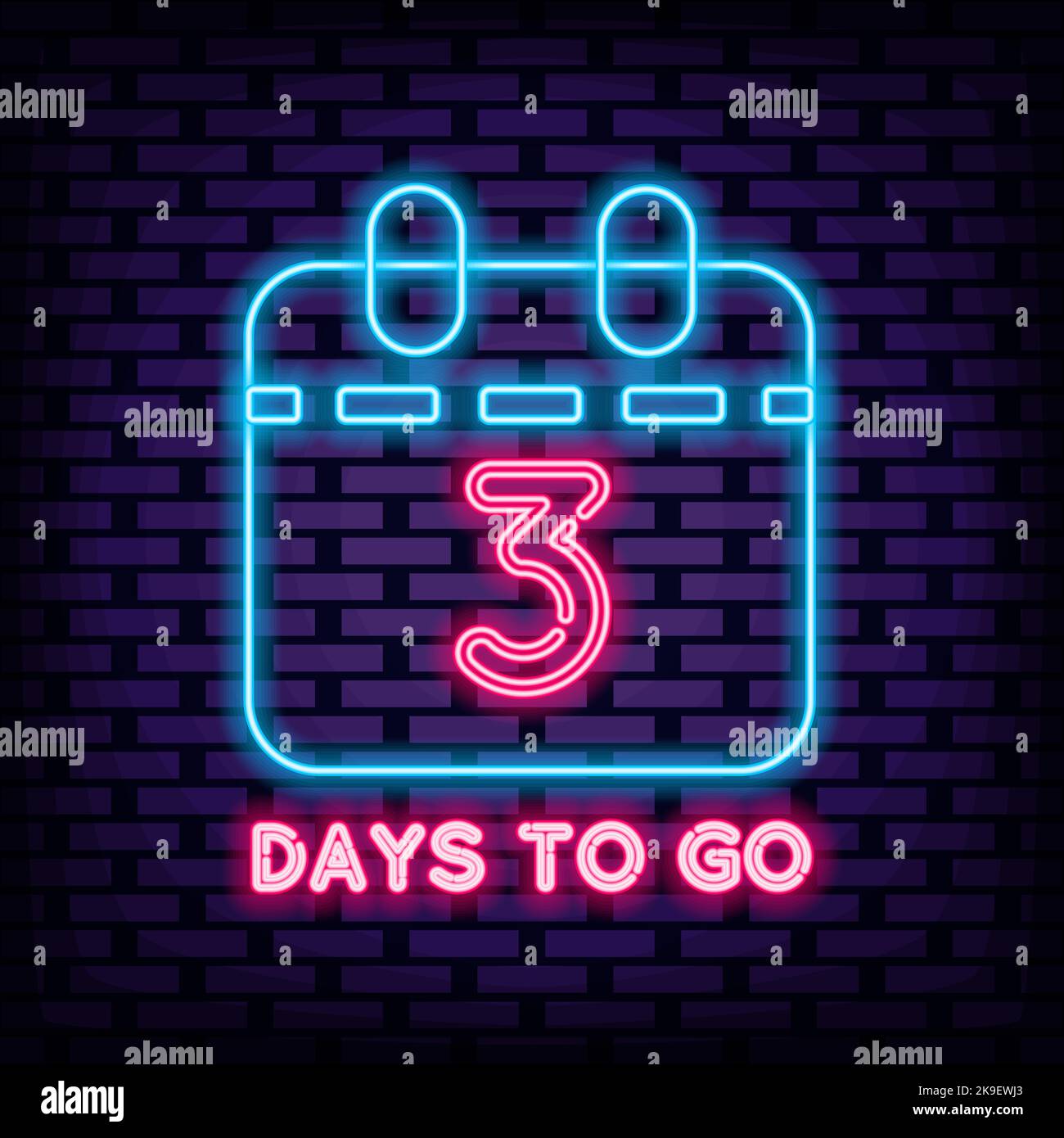 3 Days To Go Neon sign. Neon script. Night bright advertising Stock ...