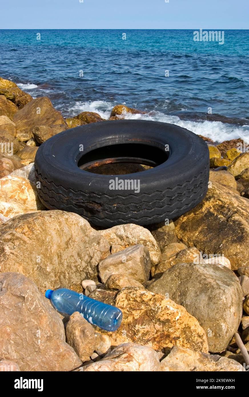 Plastic Waste on the Coast, Spain Stock Photo - Alamy