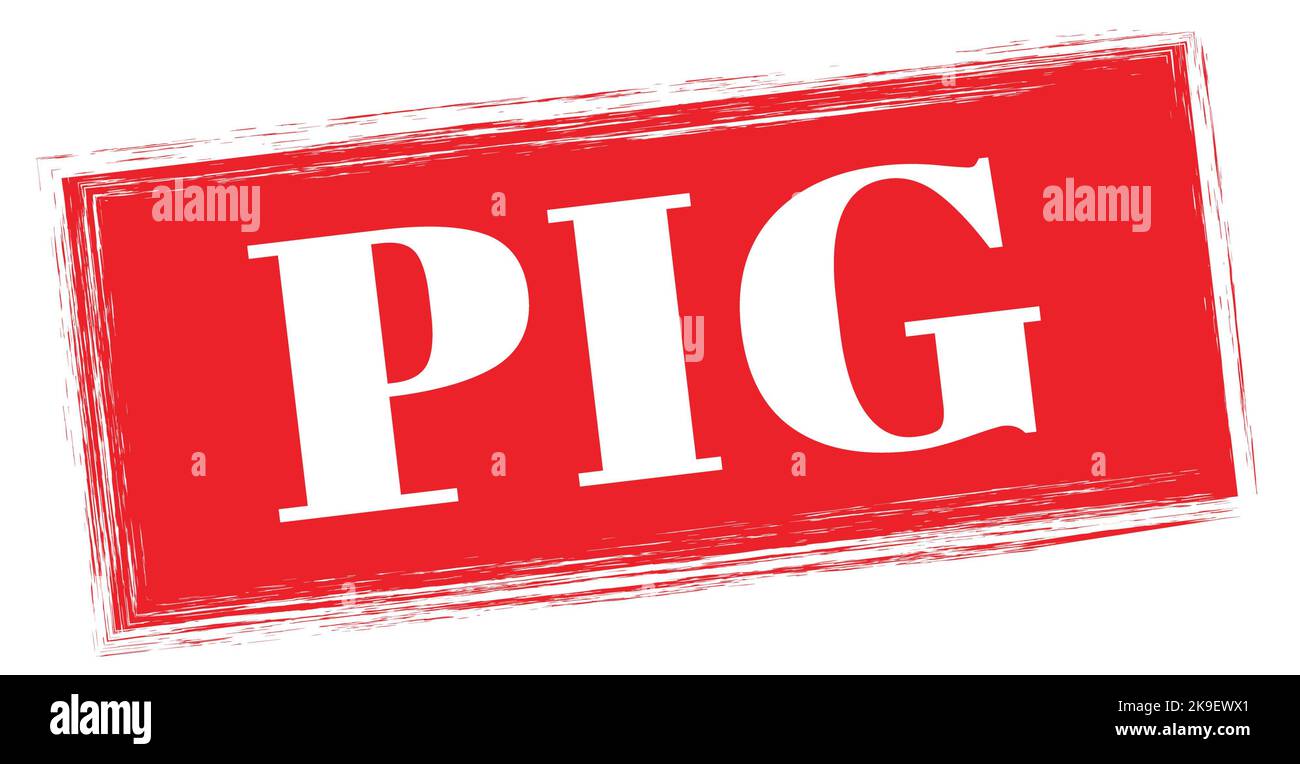 PIG text written on red rectangle stamp sign Stock Photo - Alamy