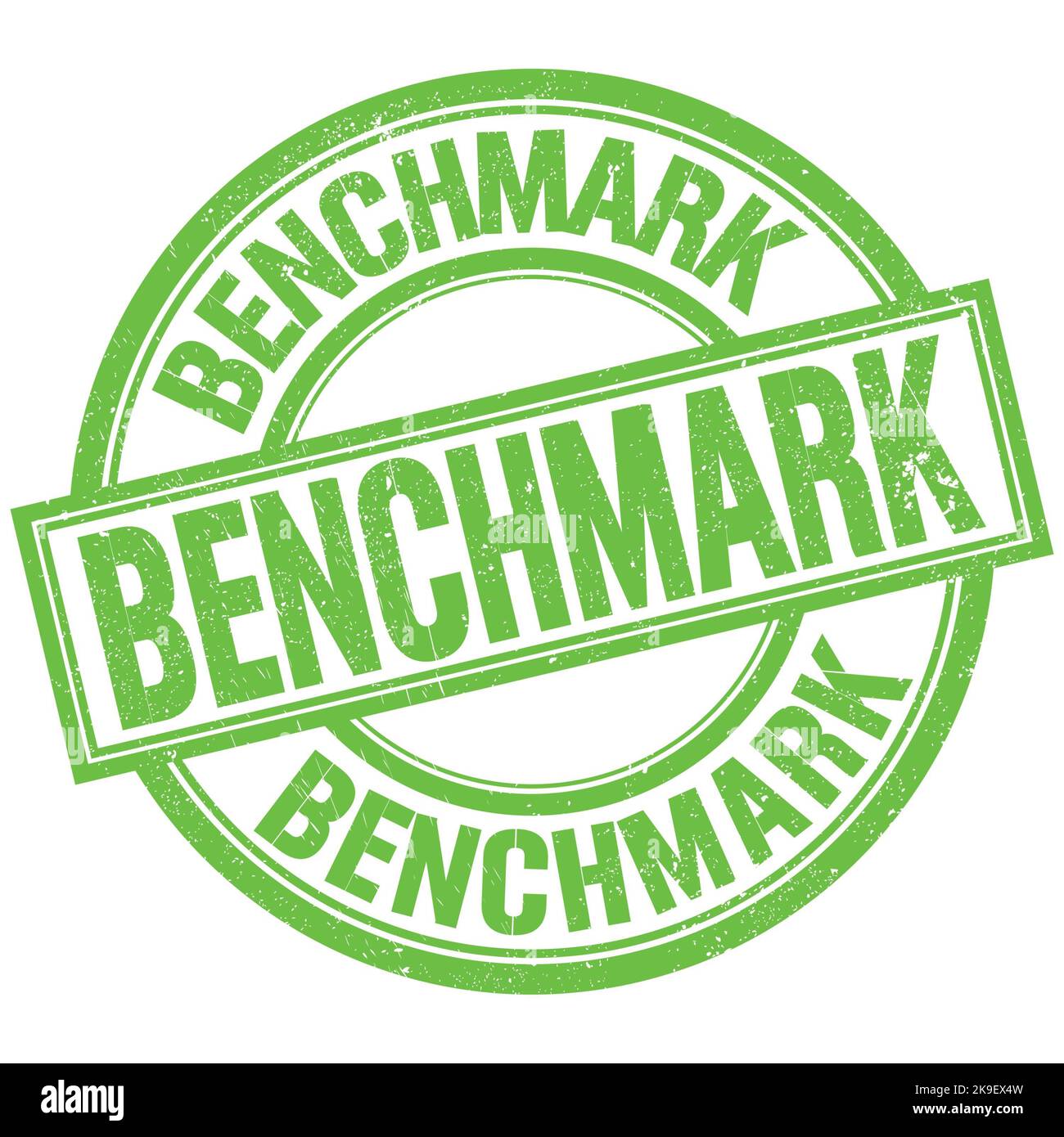 BENCHMARK text written word on green round stamp sign Stock Photo - Alamy