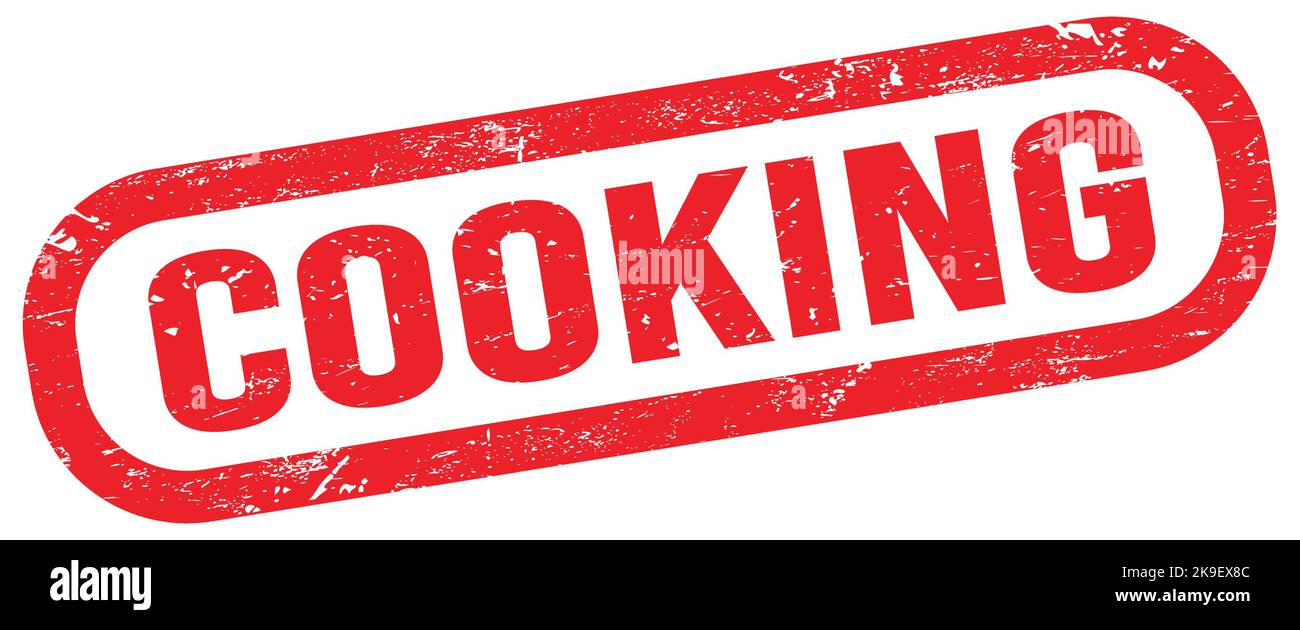 COOKING, text on red rectangle stamp sign Stock Photo - Alamy