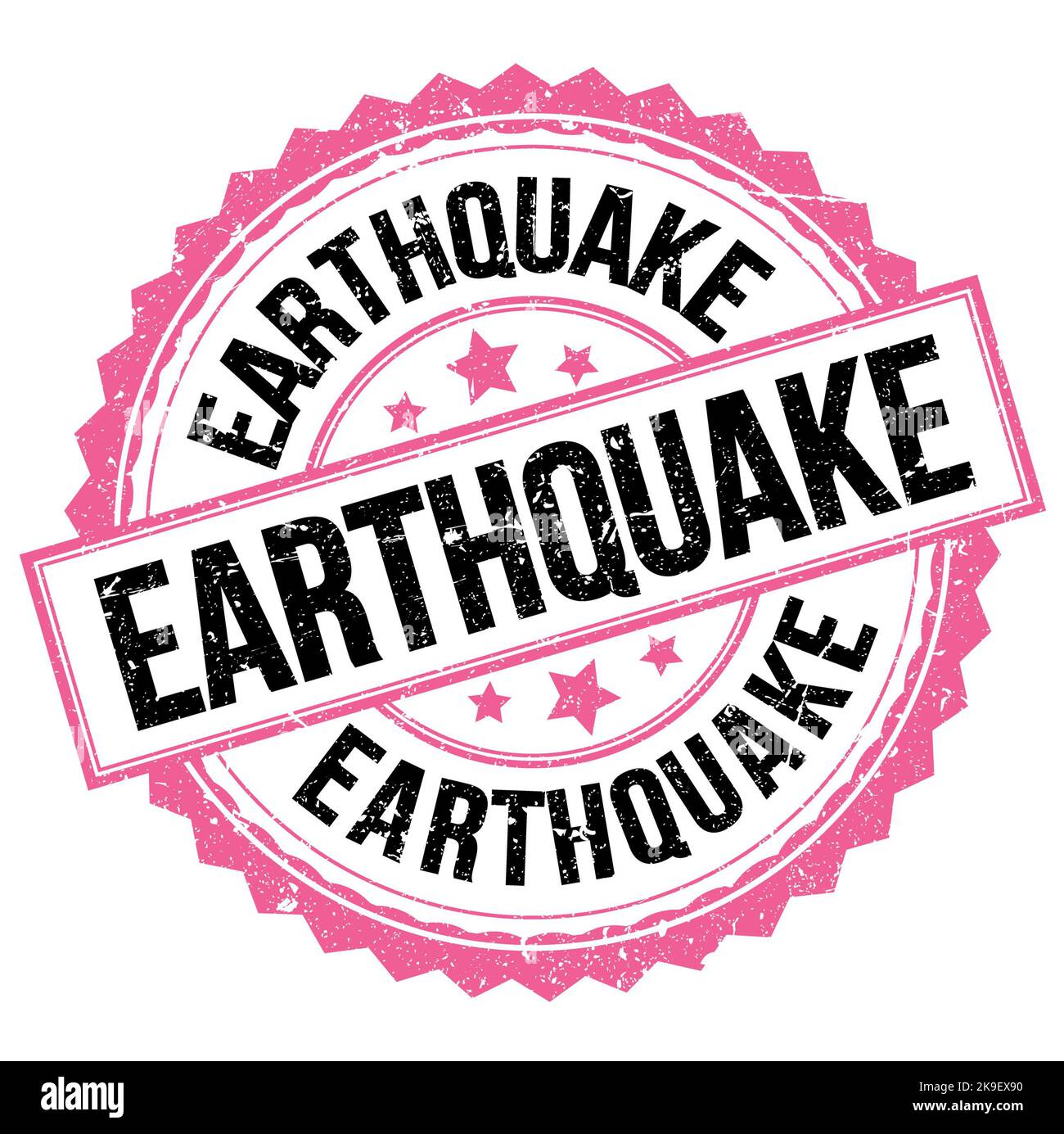 EARTHQUAKE text written on pink-black round stamp sign Stock Photo - Alamy