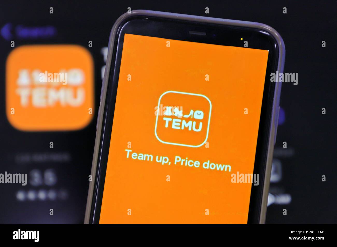 SHENZHEN, CHINA - OCTOBER 28, 2022 - A mobile phone displays the Temu ...