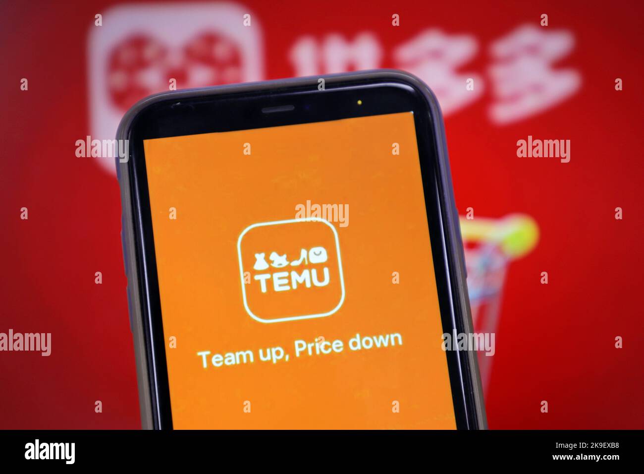 SHENZHEN, CHINA - OCTOBER 28, 2022 - A mobile phone displays the Temu ...