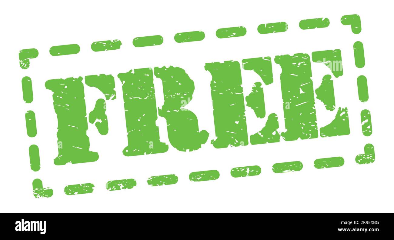 FREE text written on green dash stamp sign Stock Photo - Alamy