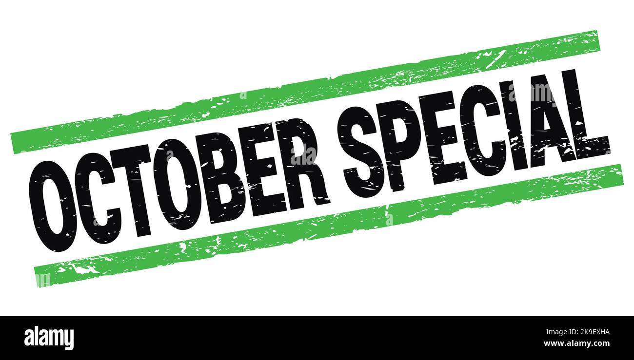 OCTOBER SPECIAL text written on black-green rectangle stamp sign Stock ...