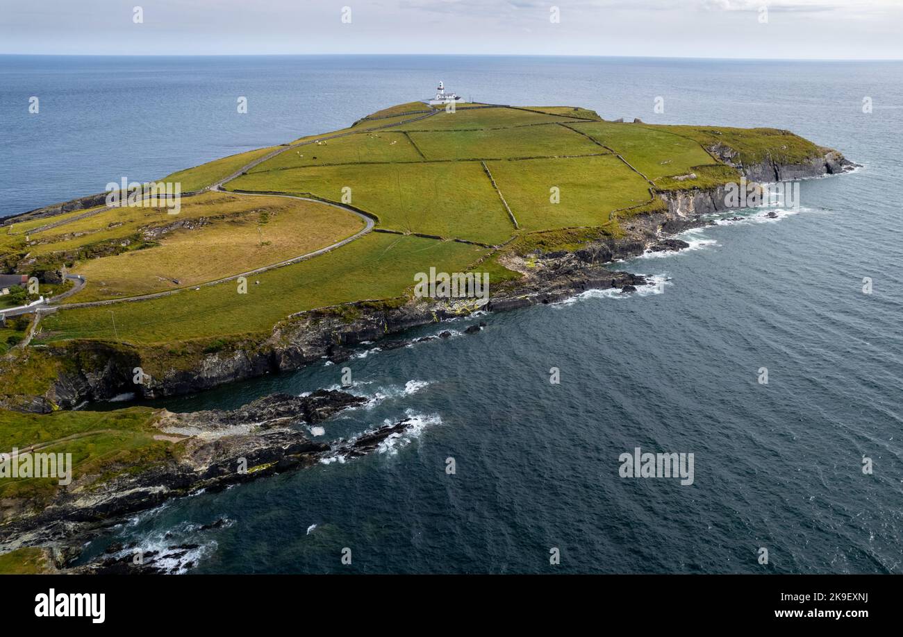 Drone aerial of galley head lighthouse. Dundeady headland island cork ...