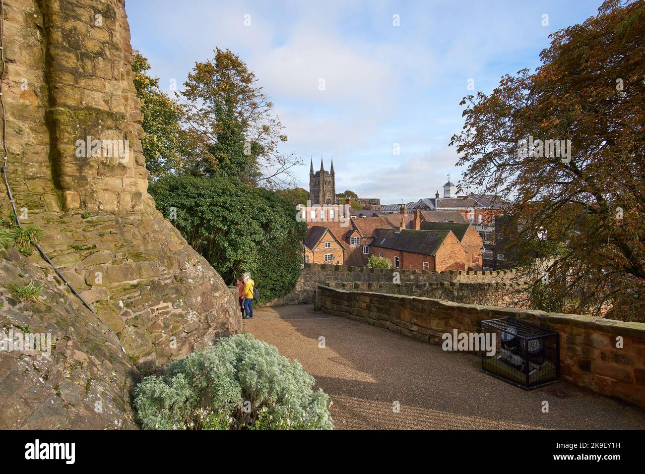 Castle wall and town in Tamworth, UK Stock Photo - Alamy