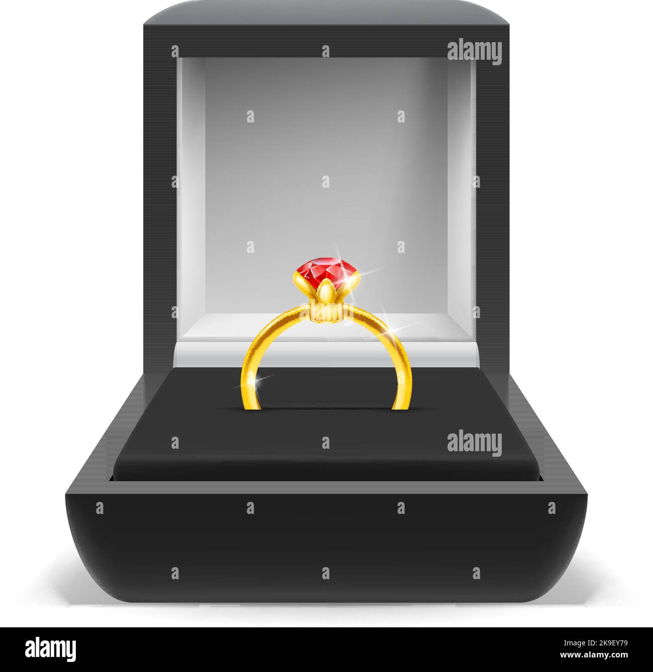 Open box for jewelry with ring inside on white background Stock Vector ...