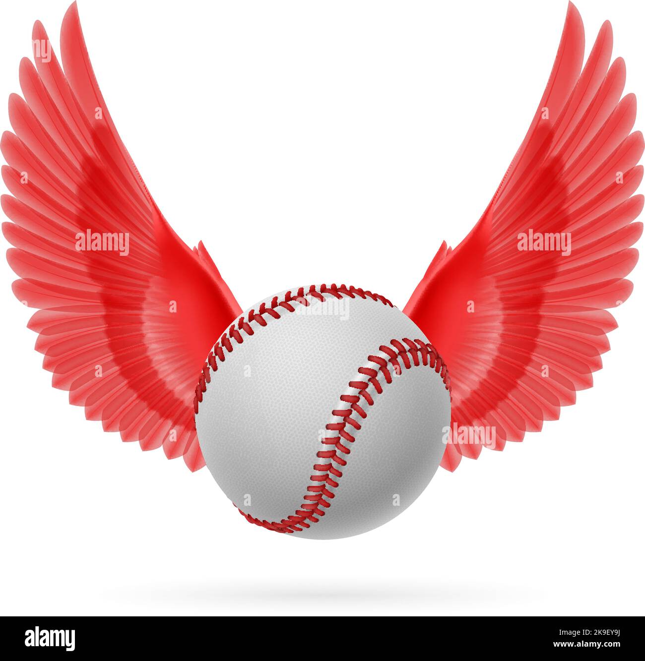 Realistic baseball emblem with red wings on white Stock Vector Image ...