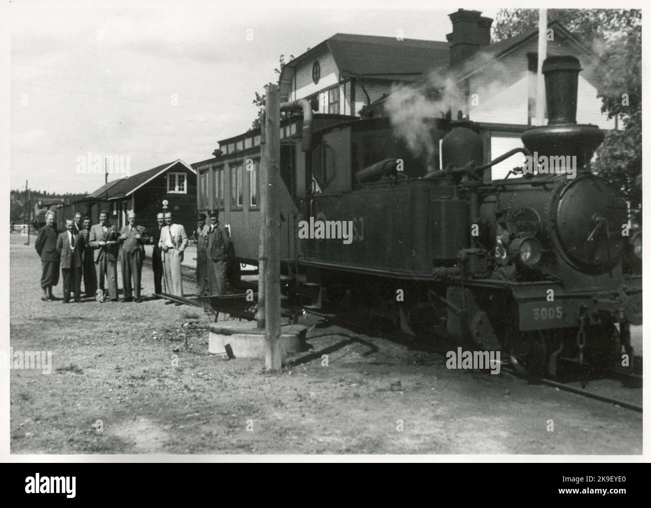 The State Railways, SJ LP/ S10P 3005. In the trolley behind, a ...