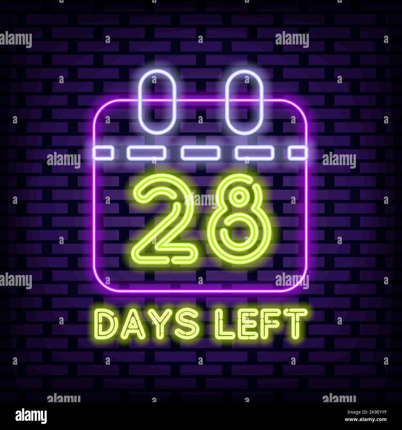 28 Days Left Neon quote. Neon script. Night advensing Stock Vector ...