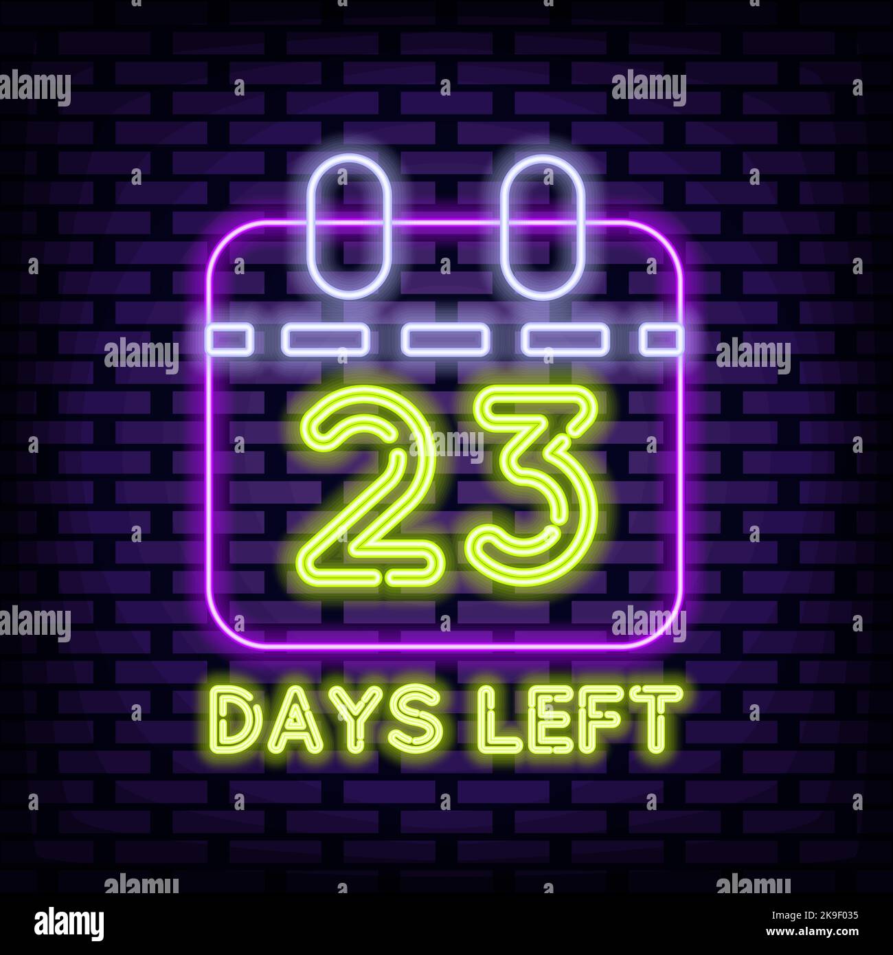 23 Days Left Neon signboards. Bright signboard. Light art Stock Vector ...