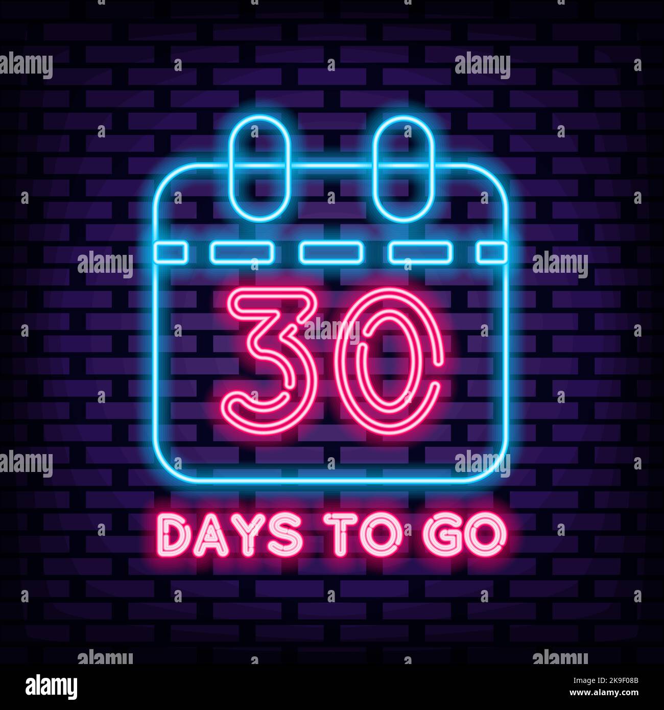 30 Days To Go Neon Sign Vector. Glowing with colorful neon light ...