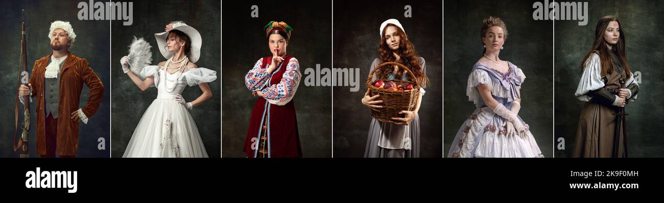 Set of images of actors and actress in image of medieval royalty ...
