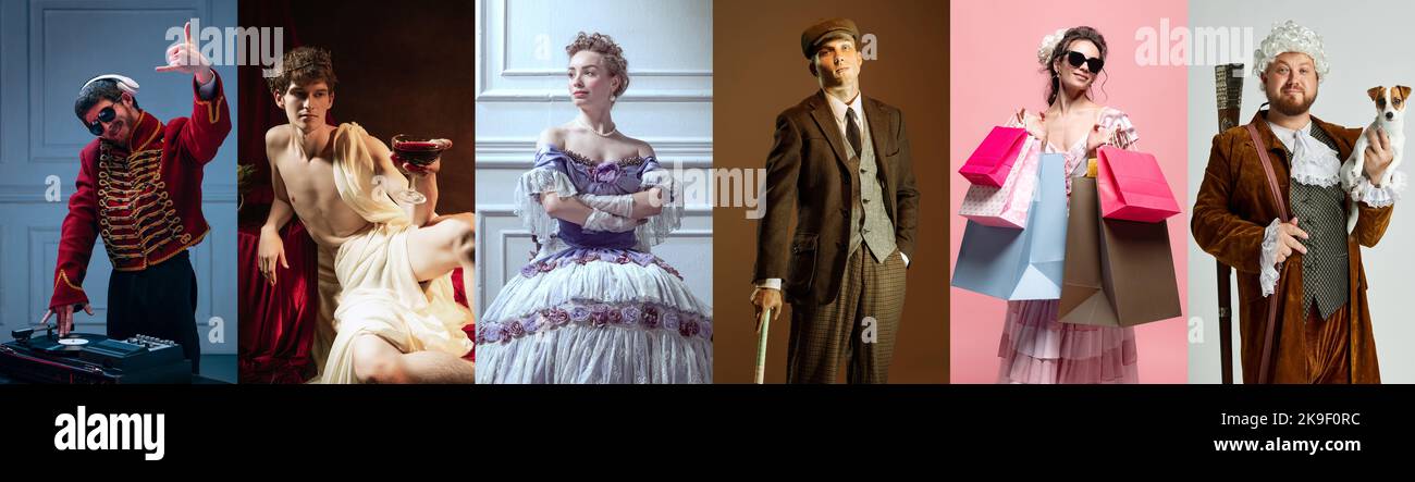 Set of images of actors and actress in image of medieval royalty ...